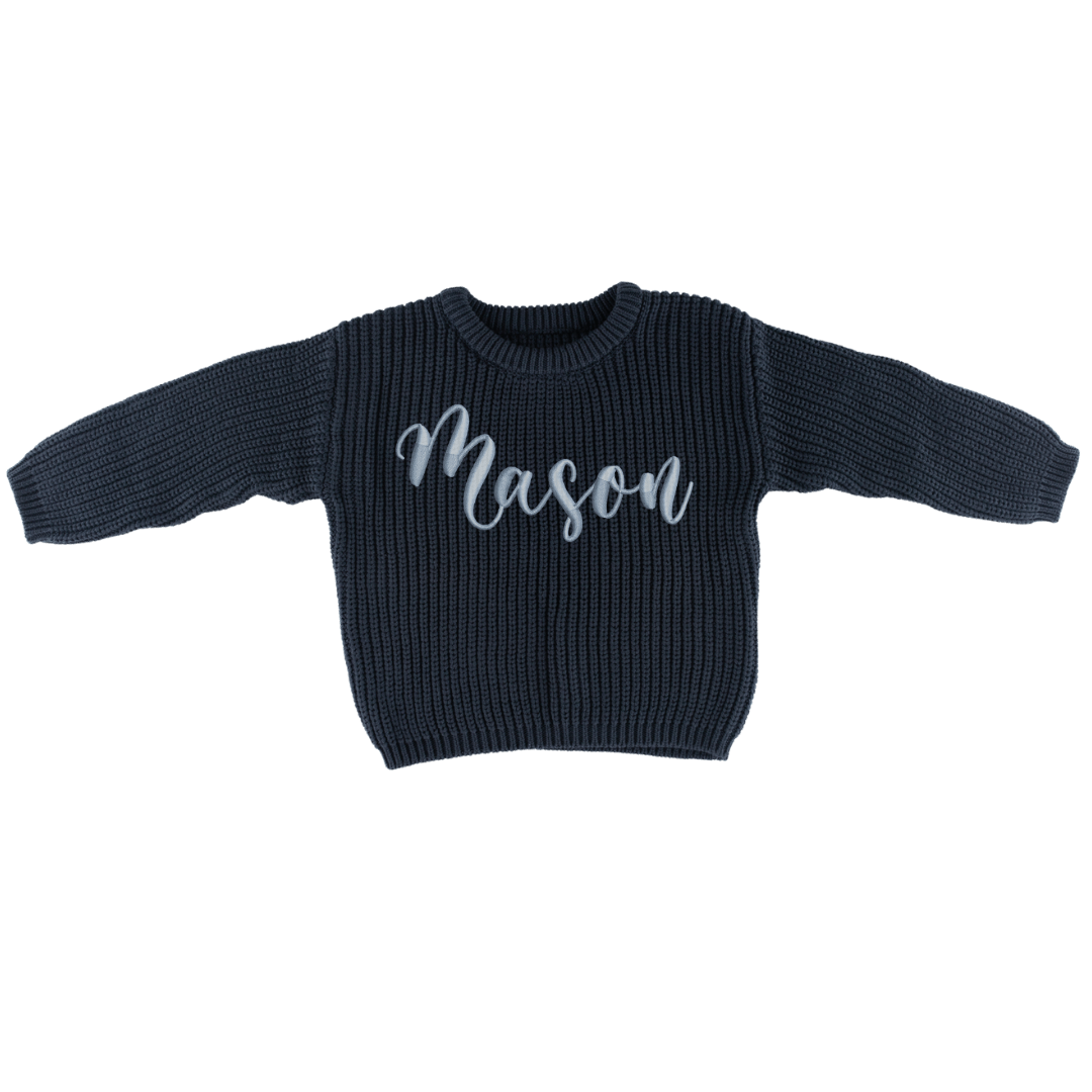 Personalised Knitted Sweater Navy Little Muxi